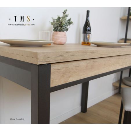 Mesa extensible cocina con cajón moderna y barata