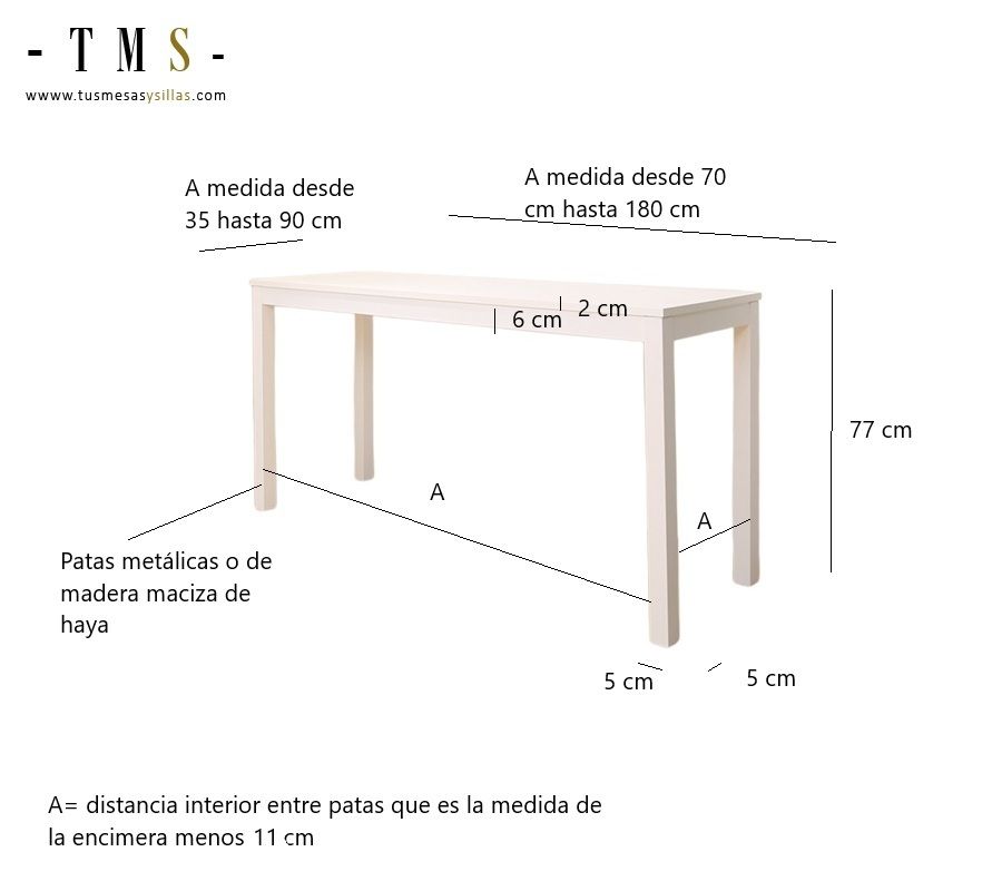 Mesa larga y estrecha para cocina o mesas pegadas a pared para 2 - 3 ...
