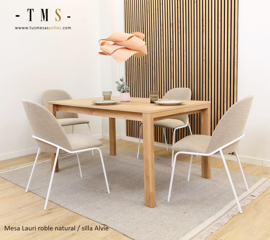 Mesa extensible de estilo nordico con patas en madera a medida en roble ...
